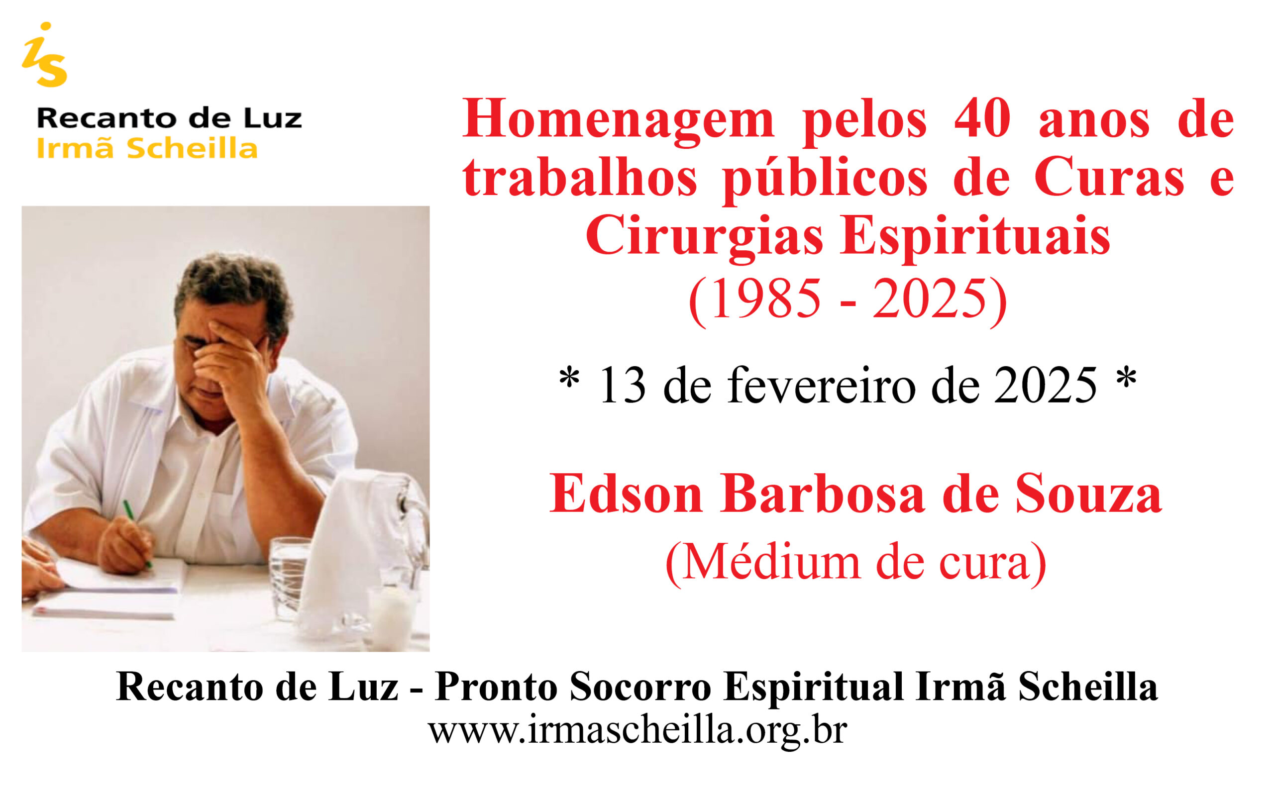 Sinopse sobre o médium de cura Edson Barbosa de Souza (40 anos de ...
